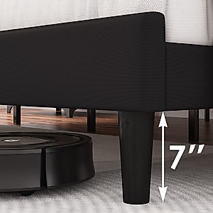 HOSTACK King Upholstered Wood Bed Frame, Black, 43.3-45.3 in