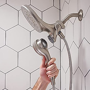 Moen Engage Magnetix Spot Resist Brushed Nickel Multi-Function Handshower and Rainfall Shower Head Trim Combo with Shower Handle, Tub Spout, Metal Hose and Valve, 82304SRN