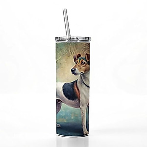 Smooth Fox Terrier Dog Art Nouveau Skinny Tumbler 20oz with Straw Insulated Water Bottle Gift