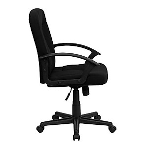 Flash Furniture Mid-Back Black Fabric Executive Swivel Office Chair with Nylon Arms