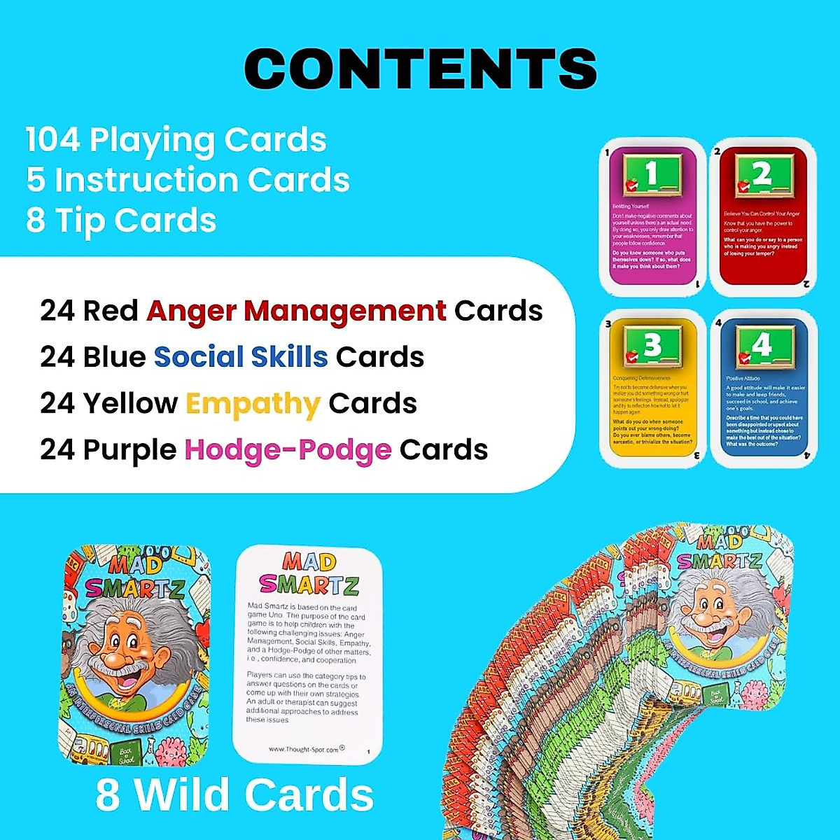 MAD SMARTZ: Social Skills & Anger Management Card Game – Teaches Interpersonal Skills & Emotional Regulation. Autism & ADHD Learning Tool; Educational Therapy Game for Counseling Kids/Teens; CBT Tool