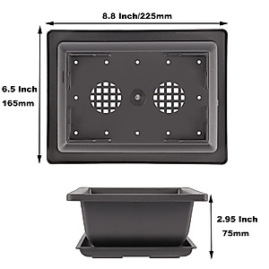 SHEUTSAN 15 Pack 8.8 x 6.5 Inches Rectangular Bonsai Tree Pots with 15 Trays, Large Bonsai Training Pots Stackable Succulents Cactus Planter Container with Drainage Holes, Mocha Color