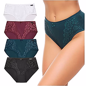 EVERYWOMANKNOW Cotton underpants for women - Ladies panties - No show - Pack of 4 Cotton Panties M