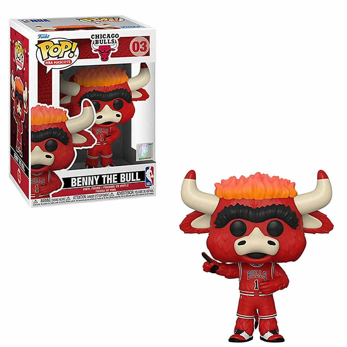 POP NBA Mascots: Chicago - Benny The Bull Funko Pop! Vinyl Figure (Bundled with Compatible Pop Box Protector Case), Multicolored, 3.75 inches