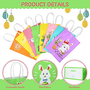 48 Pcs Easter Bunny Gift Bags with Handle, Easter Egg Candy Bags Easter Bags for Treats Easter Egg Hunt Bags Easter Paper Bag for Party Supplies, Goodie Treat Bag
