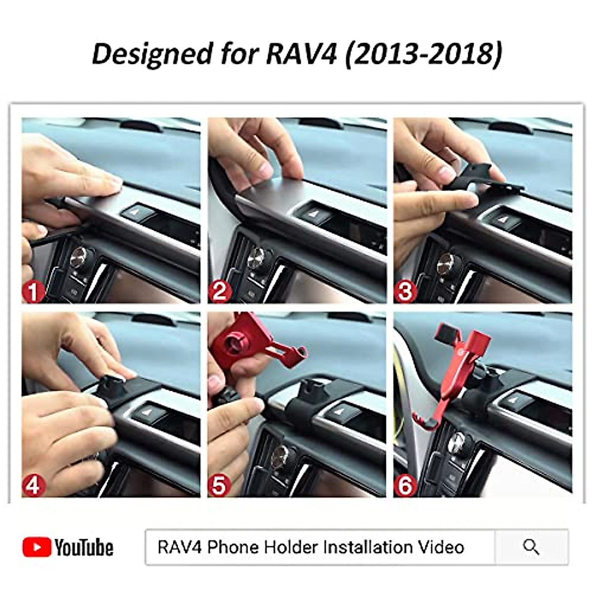 AYADA Phone Holder Compatible with Toyota RAV4, Phone Holder Phone Mount Upgrade Design Gravity Auto Lock Stable Without Jitter Easy to Install 2013 2014 2015 2016 2017 2018 Hybrid Accessories