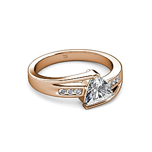 Trillion Cut Forever Brilliant Moissanite & Diamond 1 ctw Women Engagement Ring 14K Rose Gold-6.0