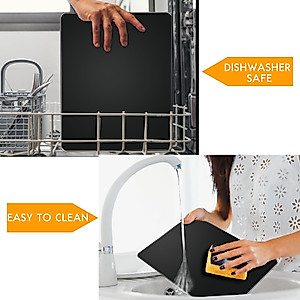 Tempered Glass Cutting Board Glass Cutting Boards for Kitchen,Clear Cutting Board for Countertop,Glass Palette for Oil Painting, Heat Resistant, Shatter Resistant (Black, Set of 2)