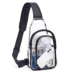 Clearworld Clear Sling Bag Stadium Approved, Multipurpose Clear Crossbody Sling Backpack,Clear Chest Bag for Travel Hiking,Stadium and Concerts