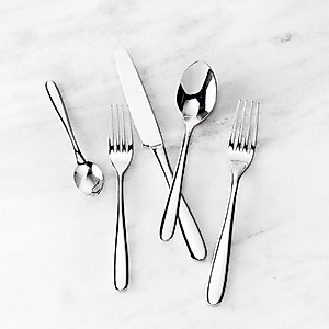 Fortessa Grand City 18/10 Stainless Steel Flatware, 5 Piece Place Setting, Service for 1 , Silver -