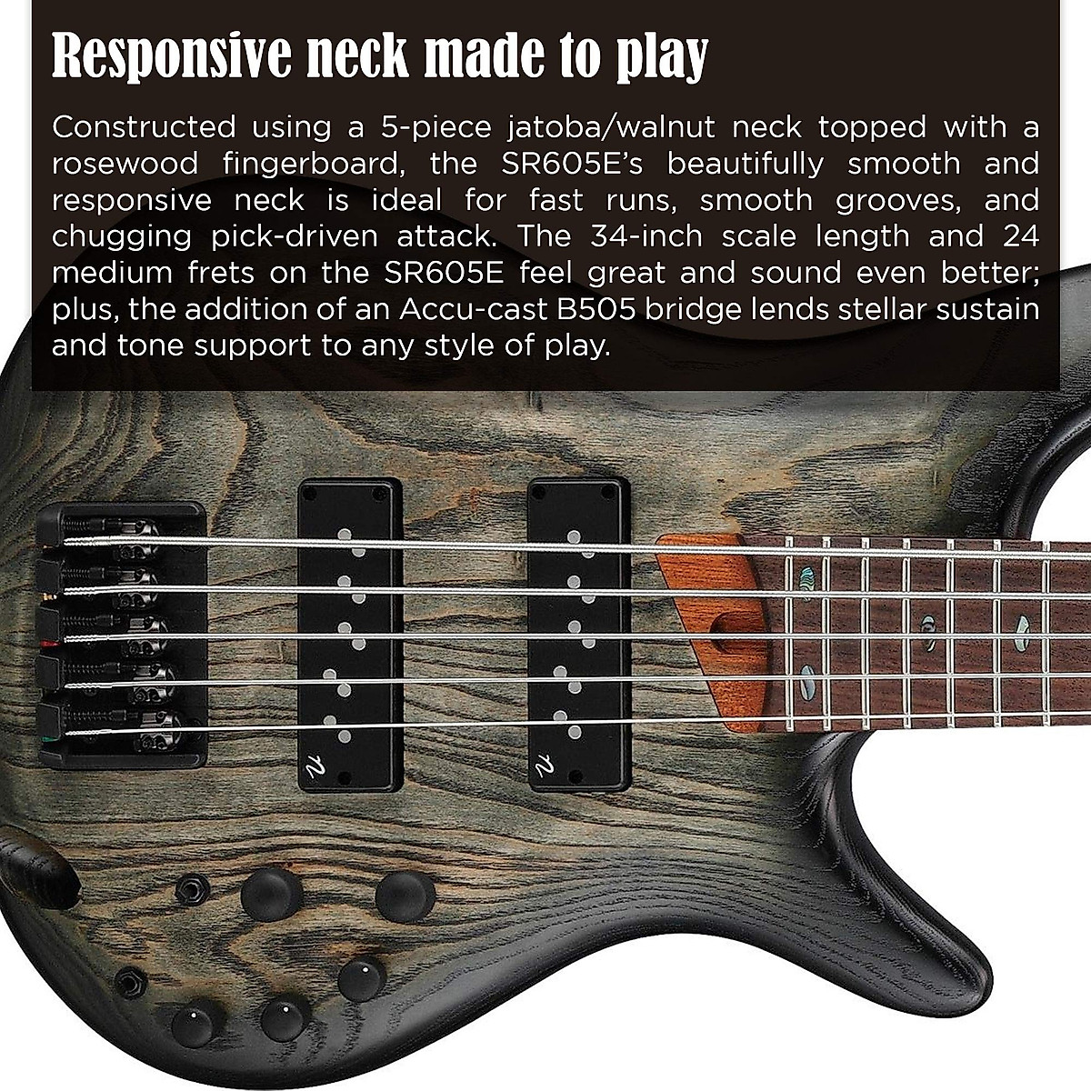 Ibanez SR Standard 5 String Electric Bass - Black Stained Burst