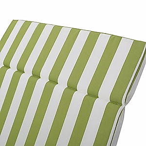 Christopher Knight Home Salem Outdoor Water Resistant Chaise Lounge Cushions, 2-Pcs Set, Green And White Stripe