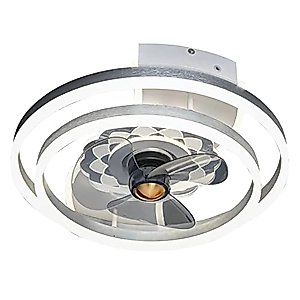 Modern Flush Mount Ceiling Fans Lights, 6 Speeds Timing Reversible Blades Modern Ceiling Fans, with 3 Color Dimmable Classic Ceiling Fans Lighting Fixture, for Small Room, Bedroom, Living Room ( Color