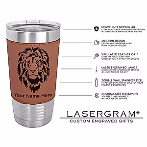 LaserGram 20oz Vacuum Insulated Tumbler Mug, Hecho en Zacatecas, Personalized Engraving Included (Faux Leather, Dark Brown)