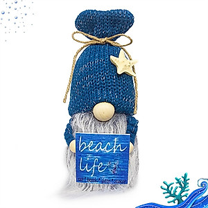 AMOH JERCY Ocean Theme Coastal Gnomes Plush with Starfish Beach Theme Sign Summer Gnomes Plushie Ornaments Tomte Elf Fall Thanksgiving Christmas Decorations Gifts Gnomes for Ages 12+