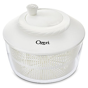 Ozeri Italian Made Fresca Salad Spinner and Serving Bowl, BPA-Free,White