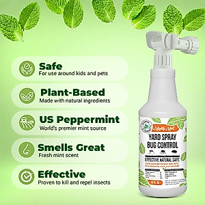 Mighty Mint 32oz Yard Spray Bug Control Natural Peppermint Lawn Spray for Fleas, Ticks, Mosquitos, Ants, and Other Insects