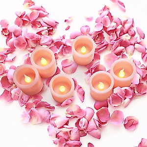 Furora LIGHTING Pink Real Wax LED Votive Tealight Candles Pack of 6, 2 Inch Flameless Flickering Candles for Delicate Home Décor, Batteries Included