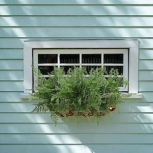 PLANT Artificial Boston Fern Plants Large Dusty Green Fake Greenery Shrubs 2 Pcs Faux Plant Bushes for Home Garden Office Farmhouse Indoor Outdoor Decor, 19 Inch