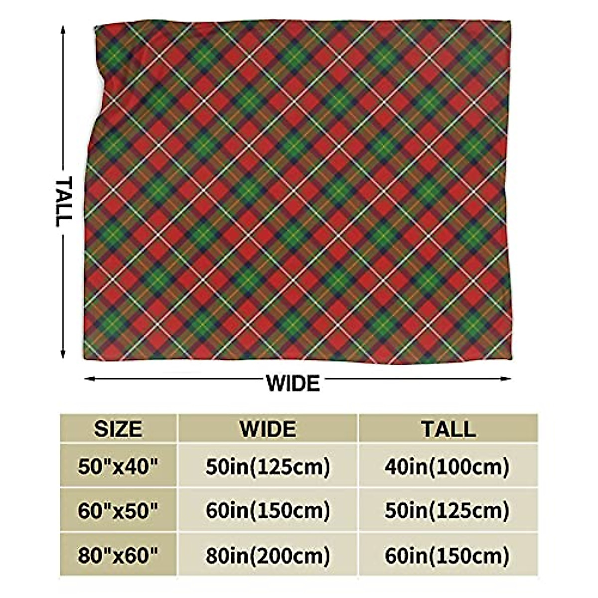 Throw Blanket Scottish Tartan Boyd Plaid Ultra-Soft Flannel Blanket Lightweight Home Decor Fleece Blanket Luxurious Carpet for Men Women Kids 80"X60"
