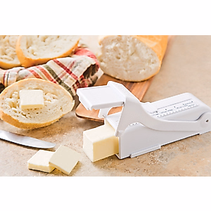 KitchenArt Buttermate Butter Cutter Slicer, Measuring Dispenser and Keeper, White