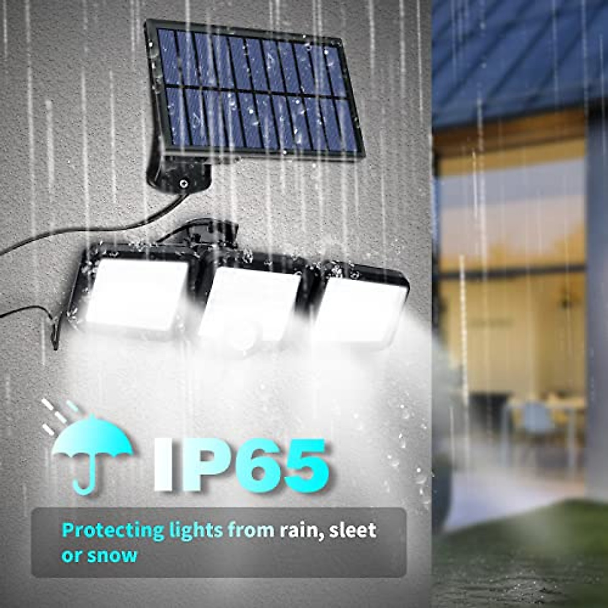 2 Pack Detachable Solar Security Lights, 3 Head Motion Sensor Lights With Remote Control 108 LED Rotatable Flood Lights IP65 Waterproof Outdoor Spotlights for Porch Garden Patio Yard Garage Pathway