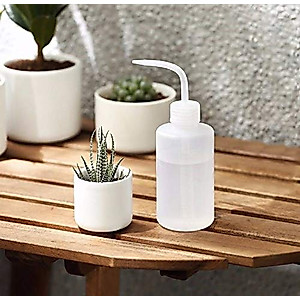 Mkono 2 Pack Watering Can, 250ML and 500ML Succulent Watering Bottle Plant Flower Squeeze Bottle Plastic Bend Mouth Safety Wash Bottle, Small and Medium, White