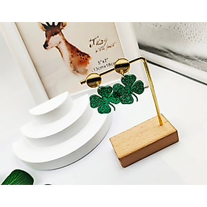 St. Patrick's Day Earrings for Women,Irish Shamrock Acrylic Dangle Earrings, Green Hat Clover Horseshoe Drop Earrings for Irish Festival (A)