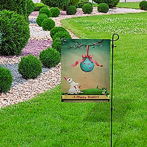 My Little Nest Seasonal Garden Flag Easter Eggs White Rabbits Vertical Garden Flags Double Sided for Home Farmhouse Yard Holiday Flag Outdoor Decoration Banner 12"x18"