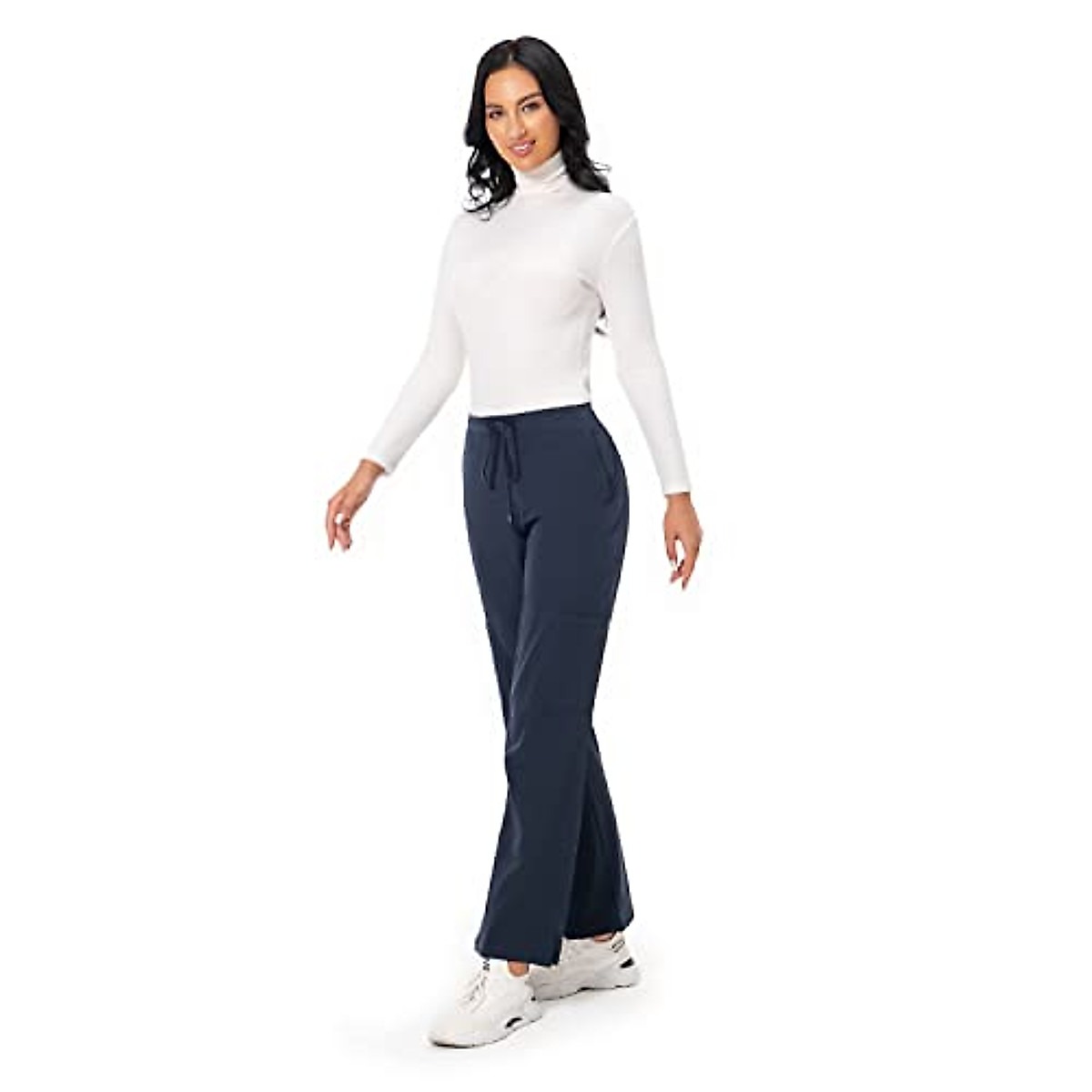 Women Scrubs Pant Workwear Mid Rise Straight Leg Uniform 4-Way Stretch Pull-On Cargo Pant with 5 Pockets (as1, Alpha, s, Regular, Regular, Navy, Small)