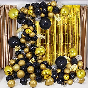 MEHOFOND 2 Pack 3.3x6.6 ft Gold Tinsel 2025 New Year Eve Streamers Party Decorations Foil Fringe Curtain Backdrop for Birthday Wedding Bachelorette Engagement Photo Props
