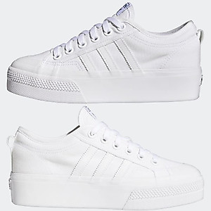 adidas Originals Women's Nizza Platform, White/White/White, 6