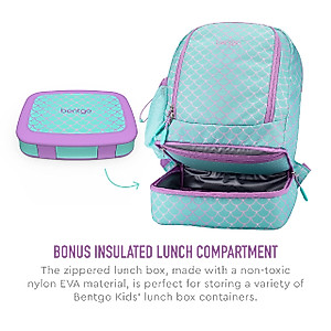 Bentgo 2-in-1 Backpack & Insulated Lunch Bag Set With Kids Prints Lunch Box (Mermaid Scales)