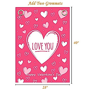 Akeydeco Valentine's Day Flag,28x40 Inch Valentine's Heart Garden Flag with Two Grommets Double Sided Printing 2 Layer Burlap Valentine Flags for Your Valentine's Day Decoration
