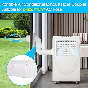 Airwhirl 5.1 inch Portable AC Exhaust Hose Connector, Universal Portable AC Hose Coupler Support Clockwise and Counter Clockwise Hose Threads AC Hose Extension Suitable for 5.1"(130mm) Exhaust Hose