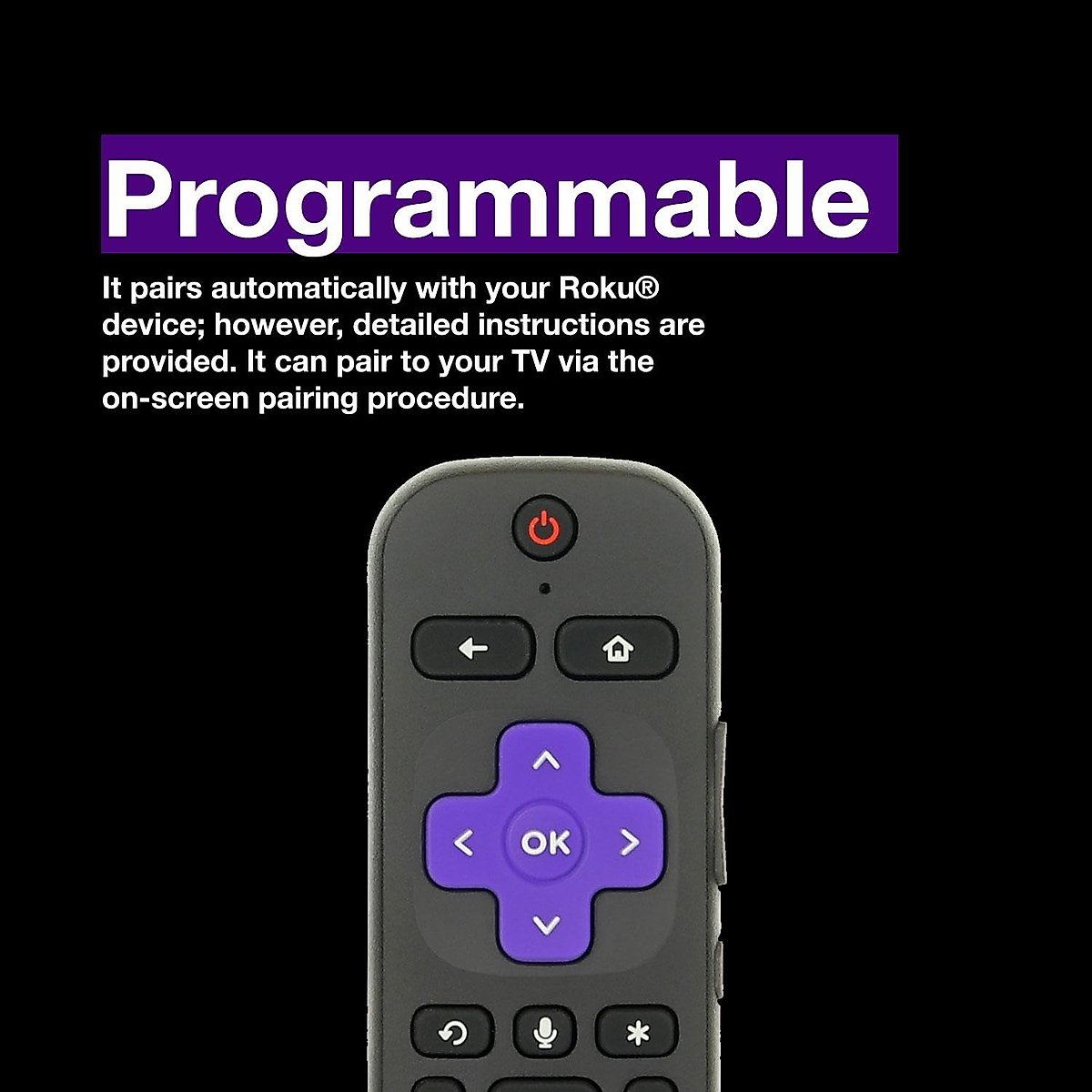 OEM Replacement RC-AL2 for Roku Stick Remote Control RCAL2 Roku Remote - RF with VOICE - Works with Roku Streaming Stick Remote HDMI Version for Roku Streaming Stick (HDMI Version)
