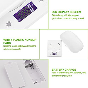 Digital Pet Scale, Animal Scales Platform Accurately Baby Weighing Tray Mini Precision Gram Weight Balance Multifunction LED Weights Tool Blue Backlight for Kitten Puppy Hamster Little Bird Toddler