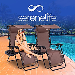 SereneLife SereneLifeHome Zero Gravity Lounge Chair, One Size, Brown