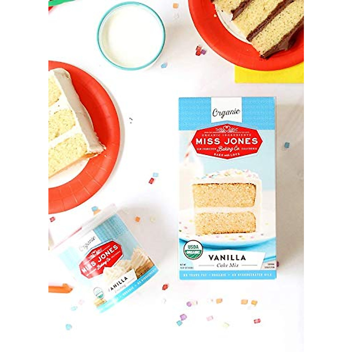 Miss Jones Baking Organic Yellow Cake and Cupcake Mix Bundled with Butter Cream Frosting - (Vanilla)