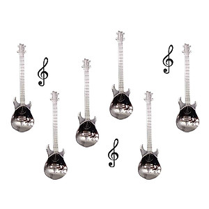 COMIART Creative Guitar Coffee Tea Spoons, 18/10 Stainless Steel Stirring Mixing Spoons, Fun Gift for Music Lover, 4.7 Inch Cute Sturdy Teaspoons, Pack of 4, Silver