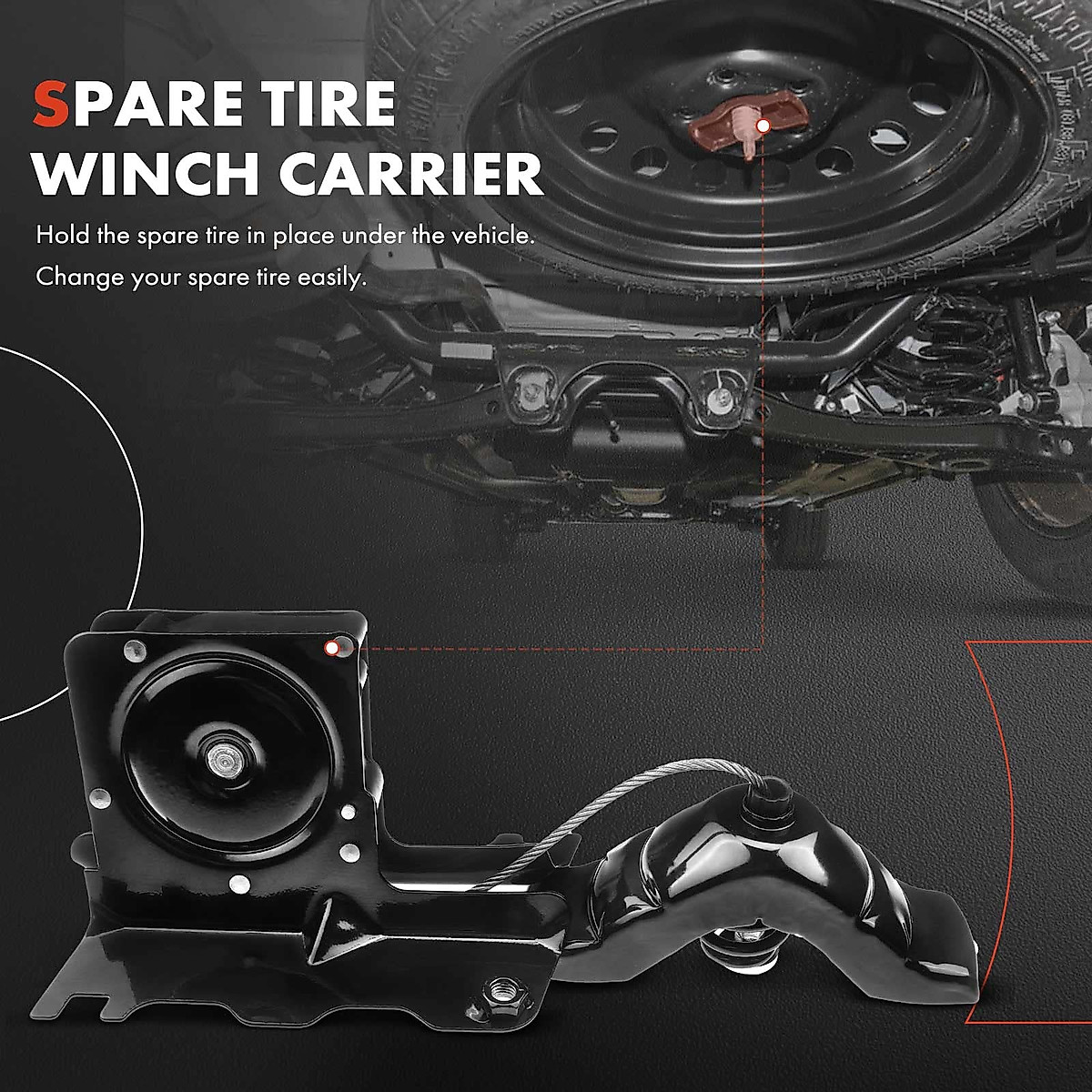 A-Premium Spare Tire Hoist Assembly Tire Winch Carrier Holder Compatible with F-250 Super Duty 2008-2016 F-350 Super Duty with SRW 2008-2016 Replaces# BC3Z1A131A, 7C3Z1A131A