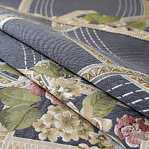 vctops Luxury Floral Jacquard Armrest Covers with Ruffled Non-Slip Super Soft Chenille Armchair Slipcovers for Dogs Cats Pet Loveseat Recliner Leather L Shaped (Grey,14"x28")