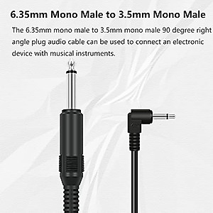 Bolvek 2 Pack 6ft 6.35mm 1/4" Mono Male to 3.5mm 1/8" TS Mono Male 90 Degree Right Angle Plug Adapter Audio Cable Cord