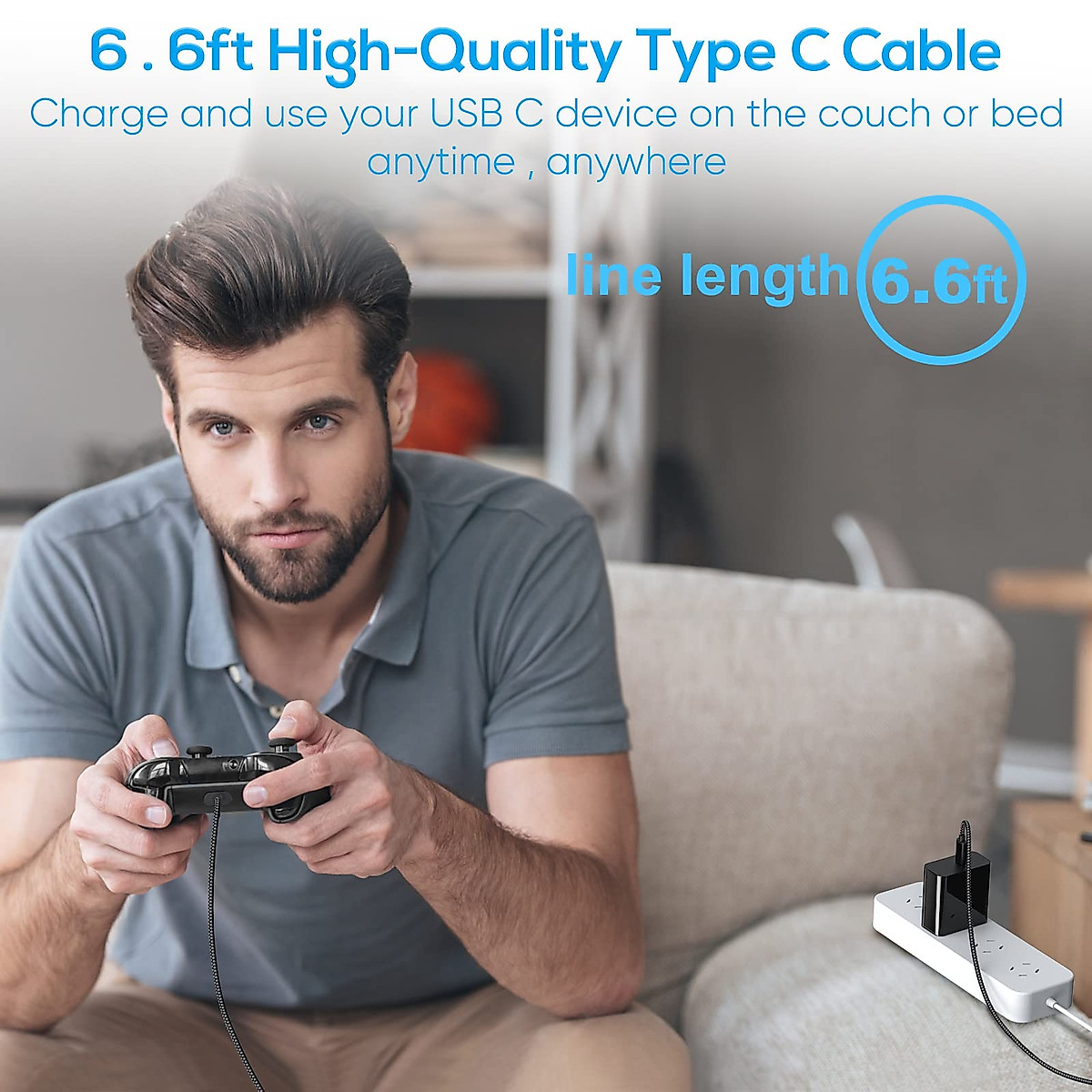 USB C Charger for Steam Deck, 65W 45W Fast PD Foldable Power Adapter for Stream Deck with 6.6FT Type C Charging Cable, Travel Charger Compatible with Nintendo Switch/Xbox /PS5 /Tablet/Laptop/Phone