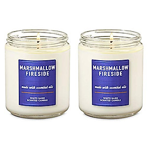 Bath and Body Works 2 Pack Marshmallow Fireside Single Wick Candle. 7 Oz.