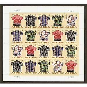 Aloha Shirts Sheet of 20 Mint NH US Postage 32c Stamps 4592-4596