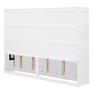 CJLMN Muti-Functional Design Full Size Murphy Bed Wall Bed with Space-Saving,Hide a Bed on a Cabinet,for Guest Room Home Office (White)