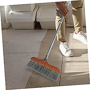 HOMOCONO Splicing Wooden Broom Brooms for Sweeping Lightweight Broom Soft Bristle Broom Indoor Dust Broom Sweeping Broom Floor Cleaning Broom House Broom Soft Broom Stainless Steel Coffee