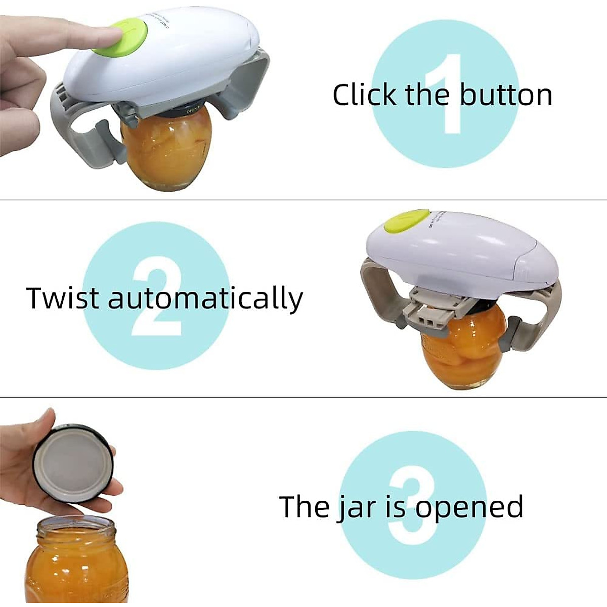 Electric Jar Opener for Weak Hands, one touch automatic deluxe jar opener for seniors with arthritis, chef, Hand Injury and children, for all kinds of Jars