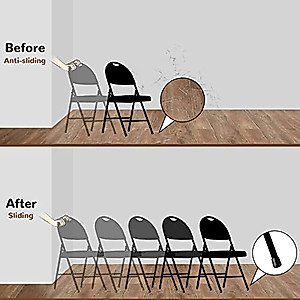 36 Pieces 7/8 Inch Folding Chair Leg Caps Heavy-Duty Plastic Chair End Caps Non-Marring Furniture Glides Round Hardwood Floor Protectors (Black)